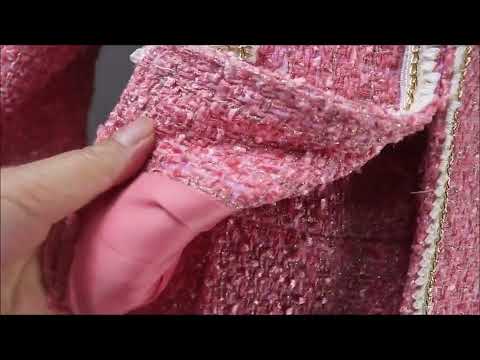 Custom Made Pink Tweed Blazer Coat+ Skirt / Shorts Suit for Women