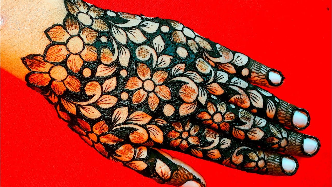 Easy Flower Mehndi Design | Simple Floral Mehndi Design | 3d henna ...