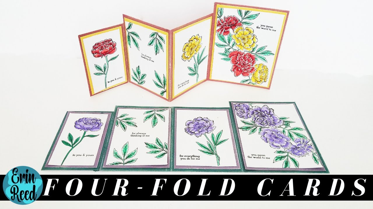 LIVE Four-Fold Card with Stamped & Brush Pen Flowers - Card making Wed ...