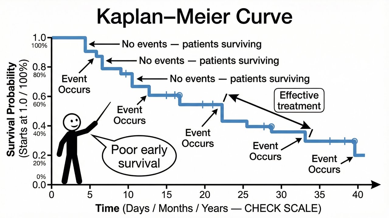 Kaplan–Meier Curve Explained Visually | Survival Analysis Made Easy ...