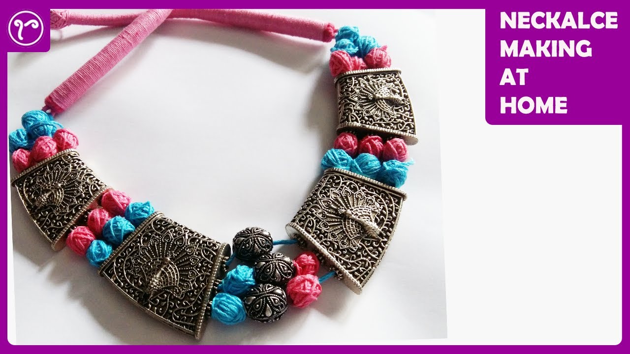 How to Make Trendy Necklace with Thread Beads | Handmade Jewellery ...