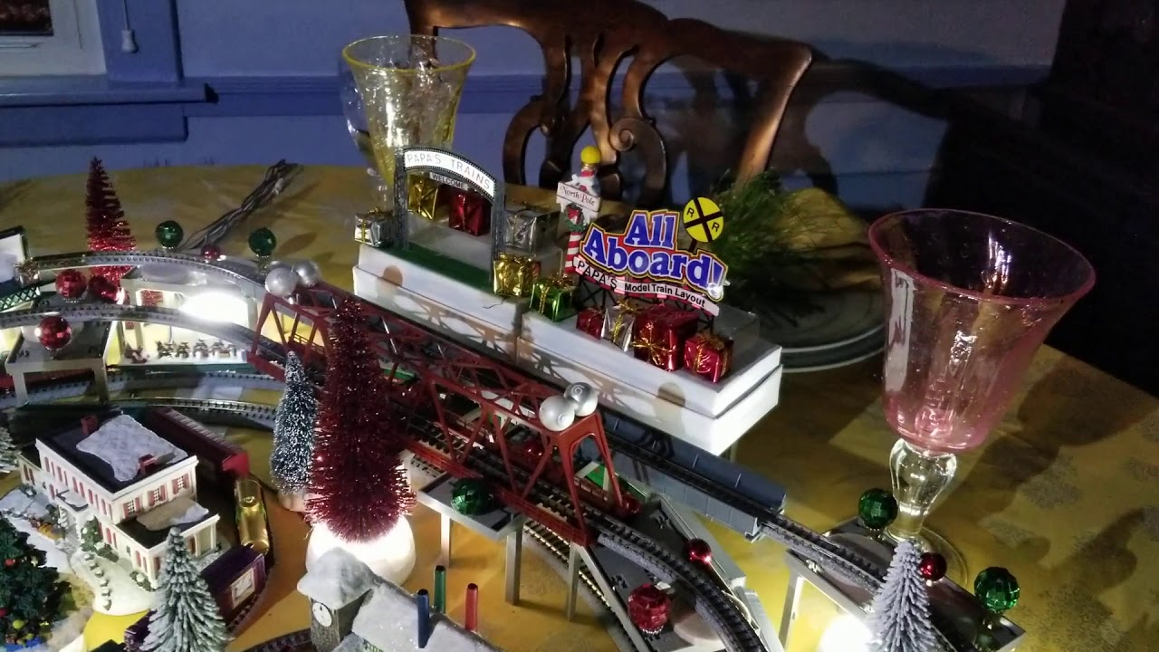 2019 Holiday Train Tablescape Santa at Night - YouTube
