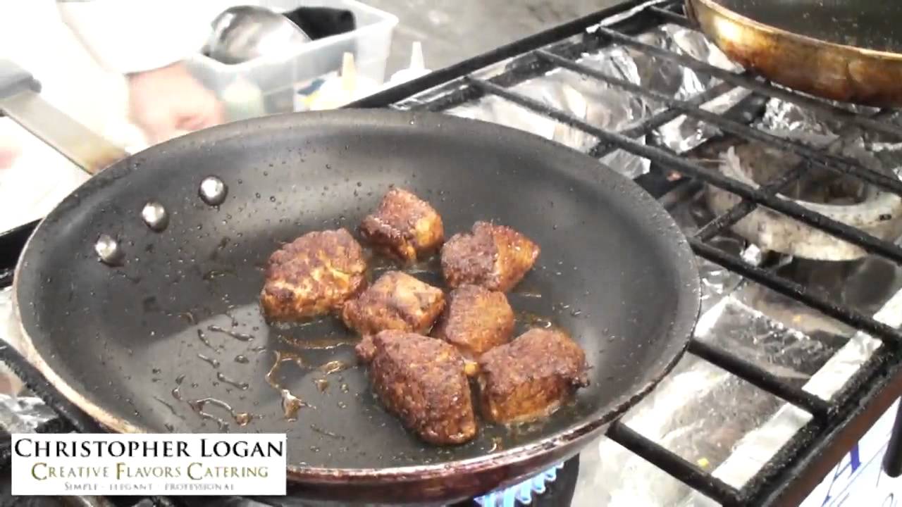 Chef Christopher Logan of Creative Flavors Catering prepares Thresher ...