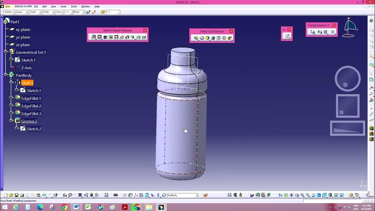 Catia V5 Tutorial I Groove Command in Catia Part Design I Tutorial-19 - YouTube