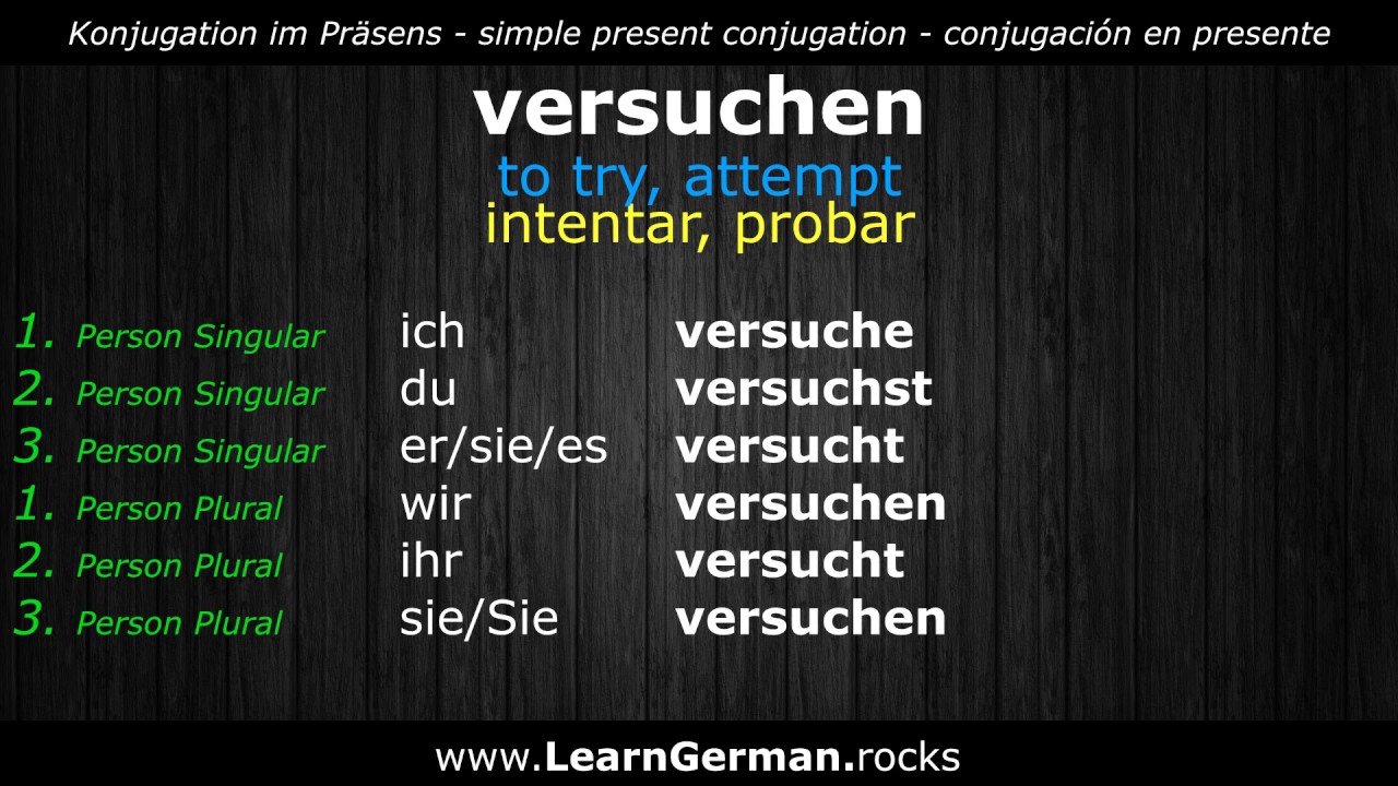 Learn German Verbs versuchen ⇔ to try ⇔ probar Aprender Alemán | DE ⇔ ...
