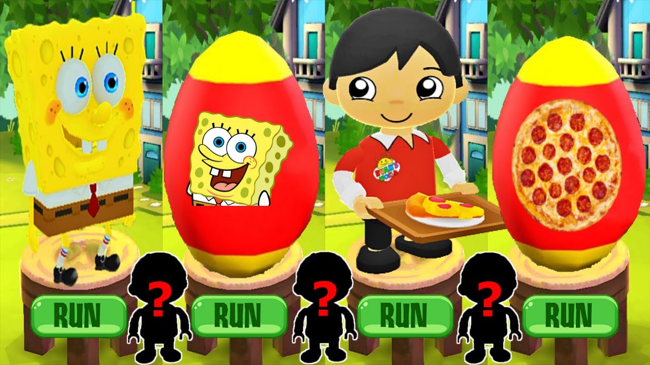 Tag with Ryan Spongebob SquarePants vs Lunchtime Ryan Pizza Mystery Egg ...