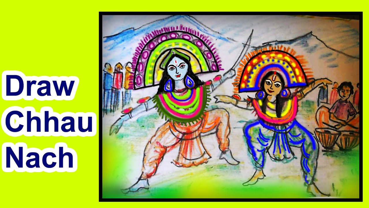 How to Draw Chhau nach of Purulia, West Bengal || old East Indian ...