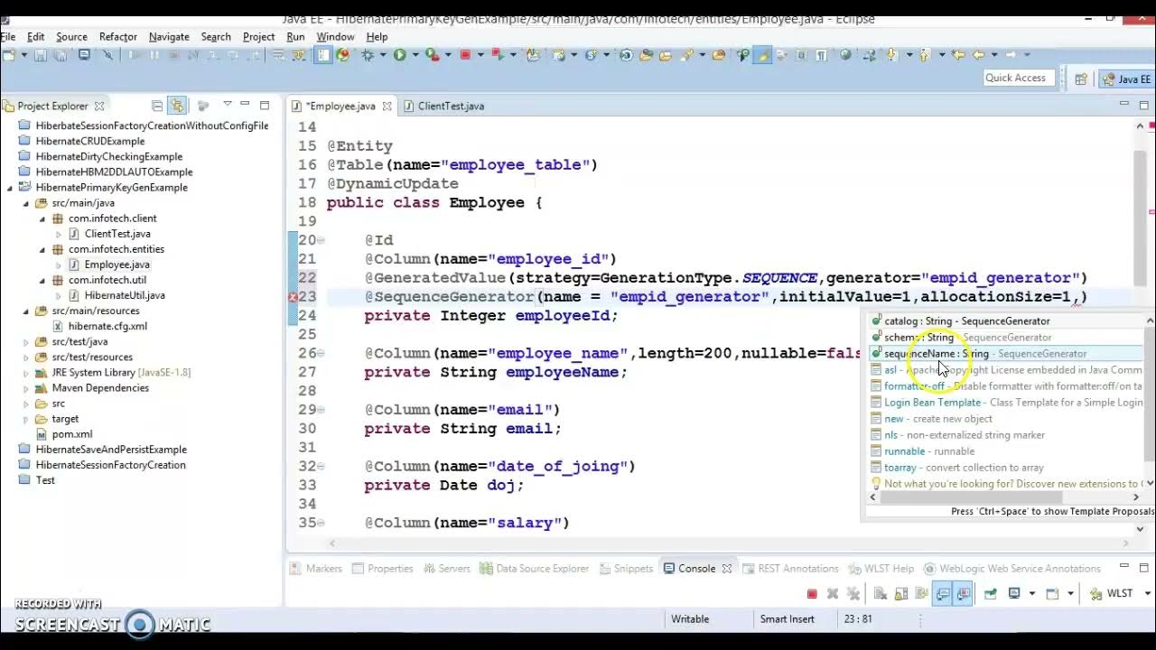 18 18 Hibernate Generationtype Sequence Primary Key Generation Strategy Youtube
