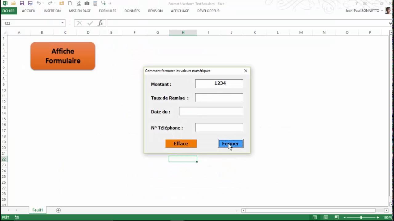 Excel VBA - Comment mettre un Format de valeur dans une TextBox ? - YouTube