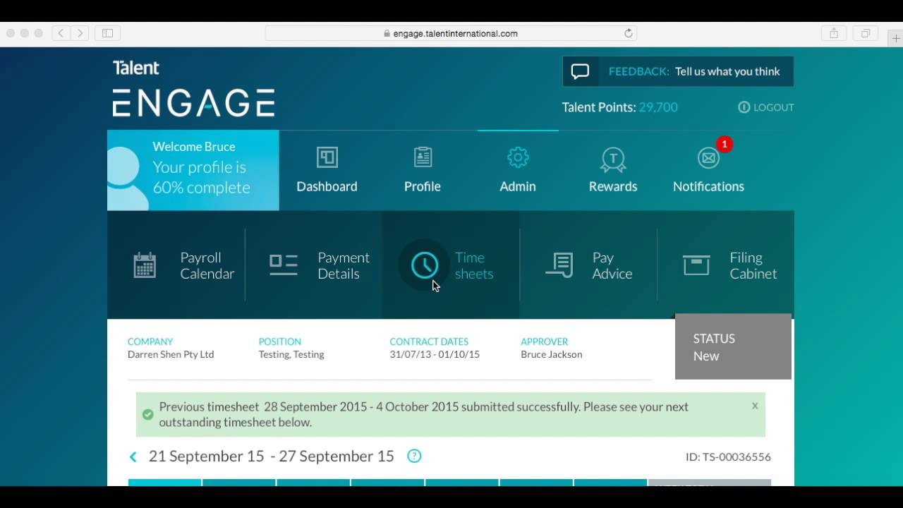How to submit a Talent online timesheet with Talent Engage - YouTube