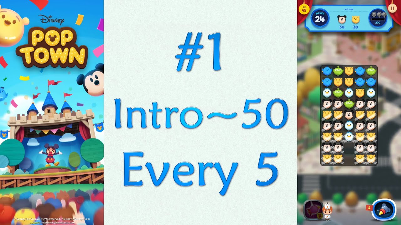 Disney POP TOWN #1 Intro~50 Every 5 Levels Walkthrough - YouTube