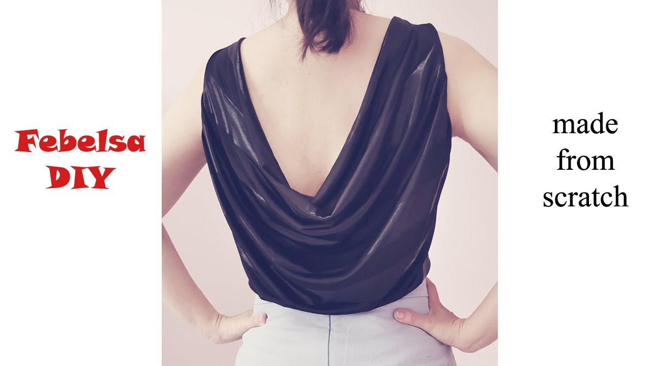 V039 How to make Draped back / Cowl back top - hướng dẫn may cổ đổ ...