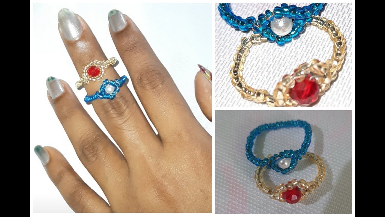 Beautiful Beaded Ring Making | DIY | Sugar / Seed Beads |Simple and ...