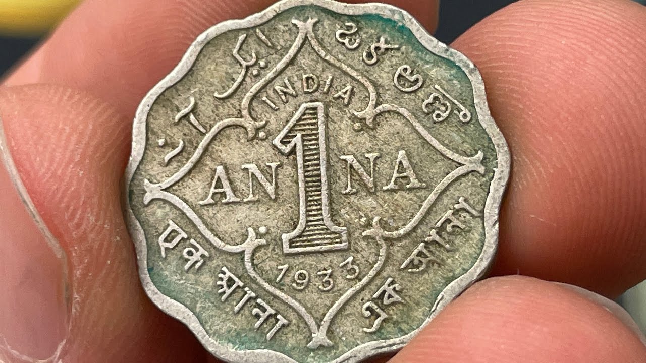1933 British India 1 Anna Coin • Values, Information, Mintage, History ...