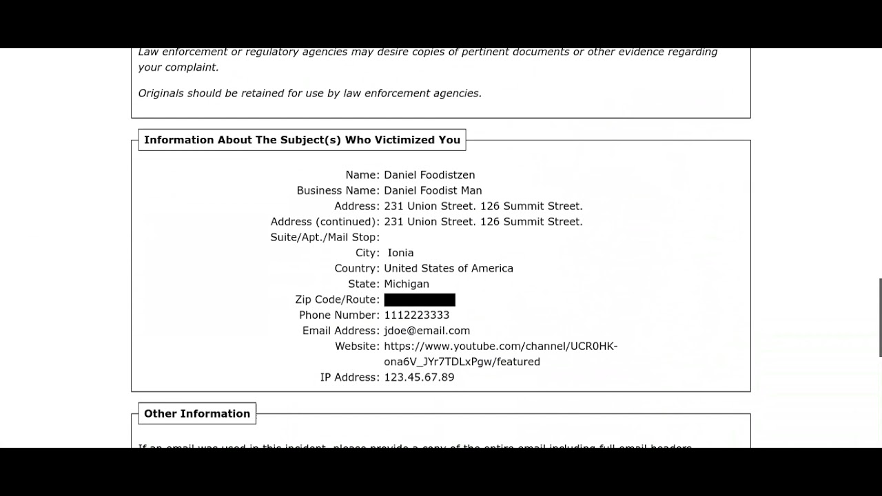 REPORTING DANIEL FOODIST MAN TO THE FEDS - YouTube