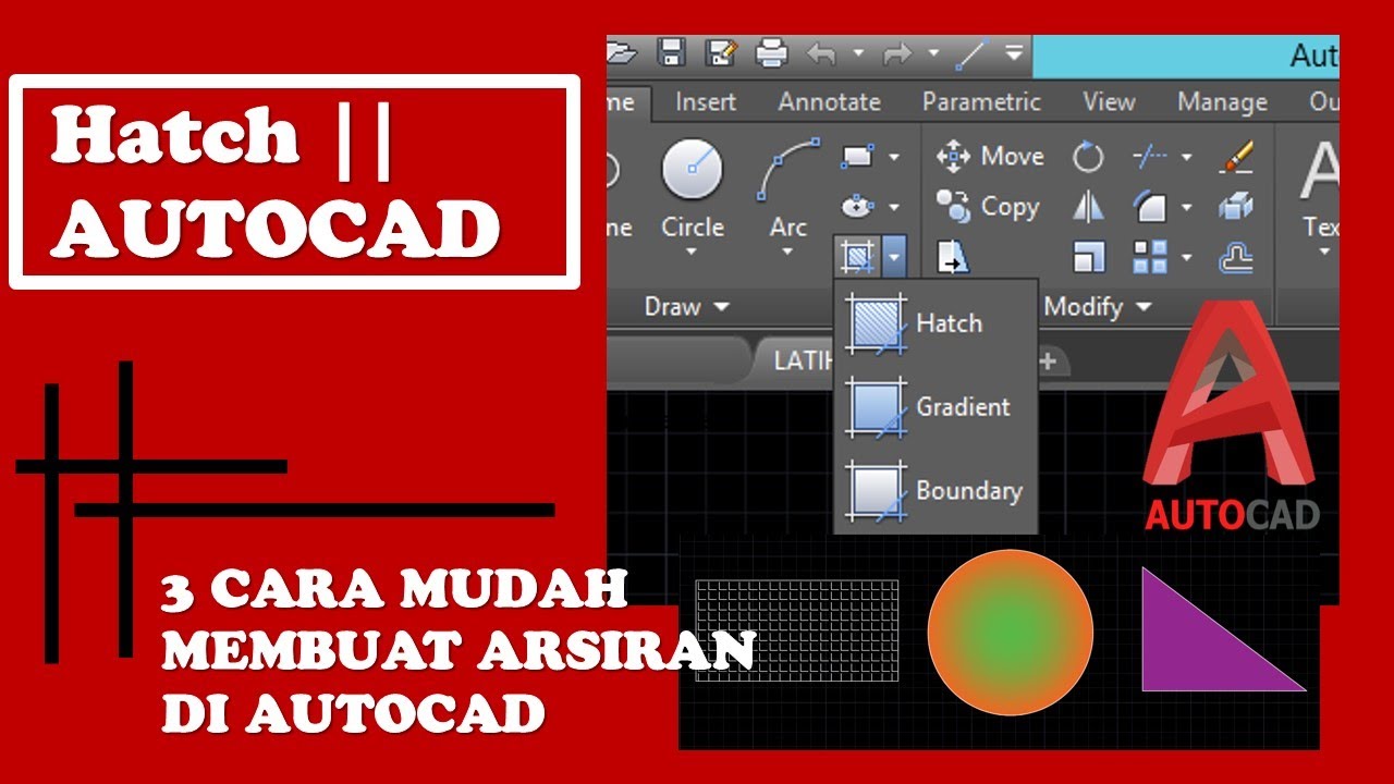 HATCH - AUTOCAD || 3 CARA MEMBUAT ARSIRAN DI AUTOCAD || Hatch ...