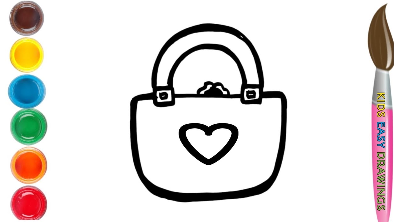 How to draw purse, Drawing, colouring painting for toddlers||kids easy ...