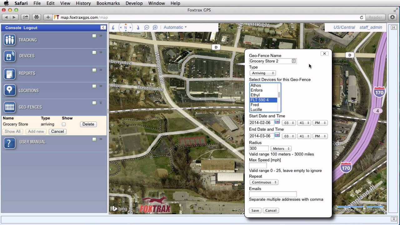 Create a Geo-Fence on Foxtrax - YouTube