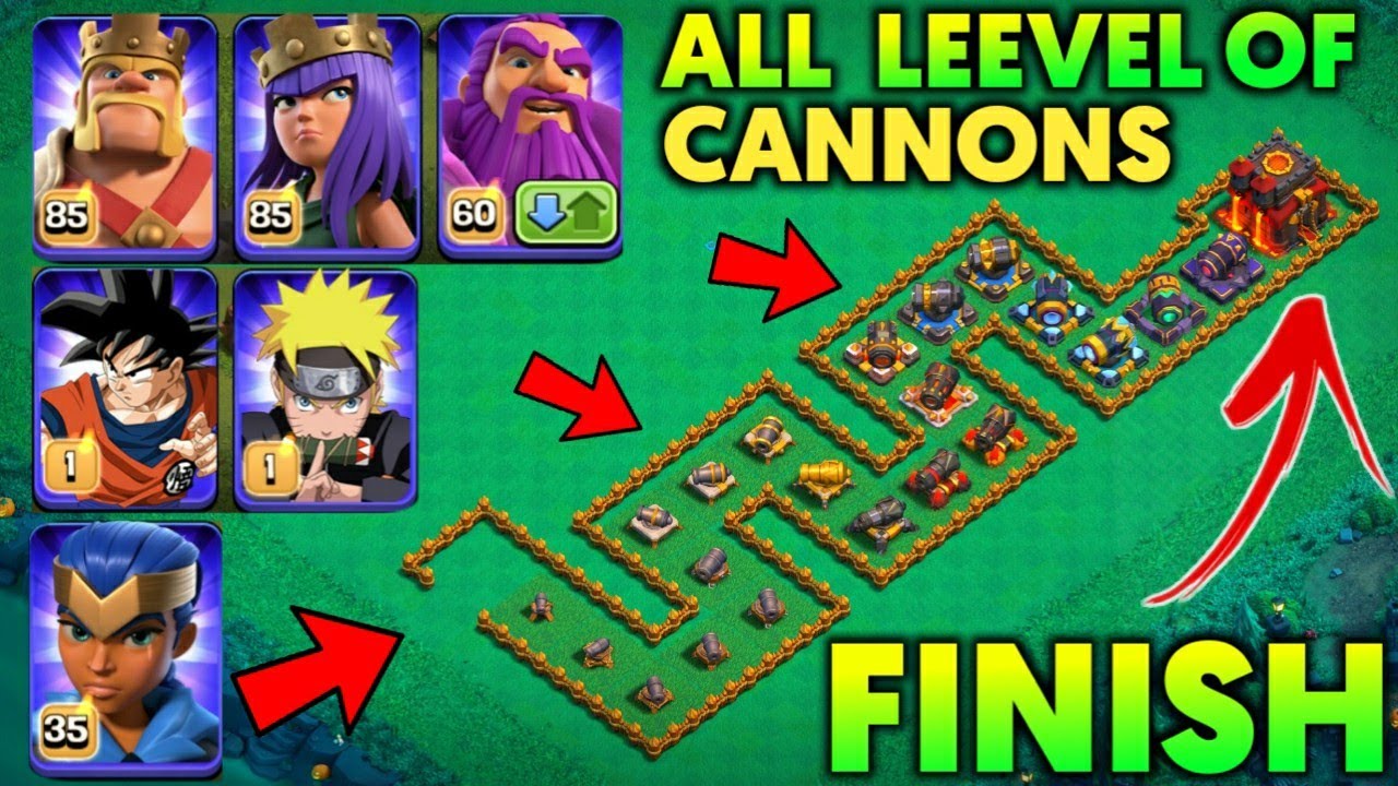 Max Heroes Vs All Level Of 21 Cannons | Find the most powerful Hero In ...