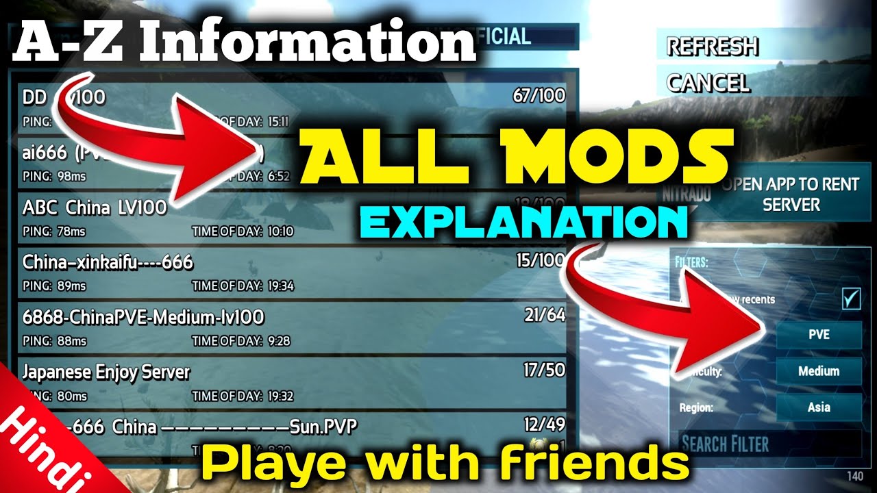 A-Z information about Multiplayer server in ark mobile||How to play ark ...