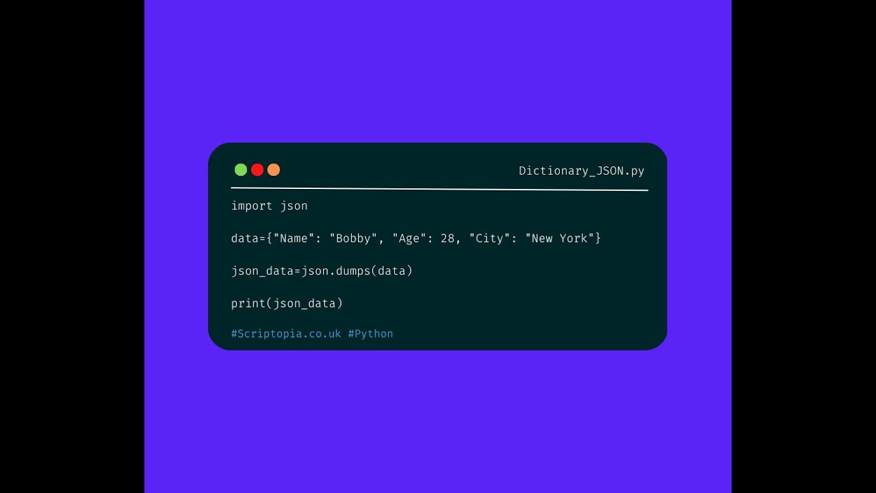 Python JSON Dictionary To JSON YouTube Python JSON Dictionary To JSON YouTube