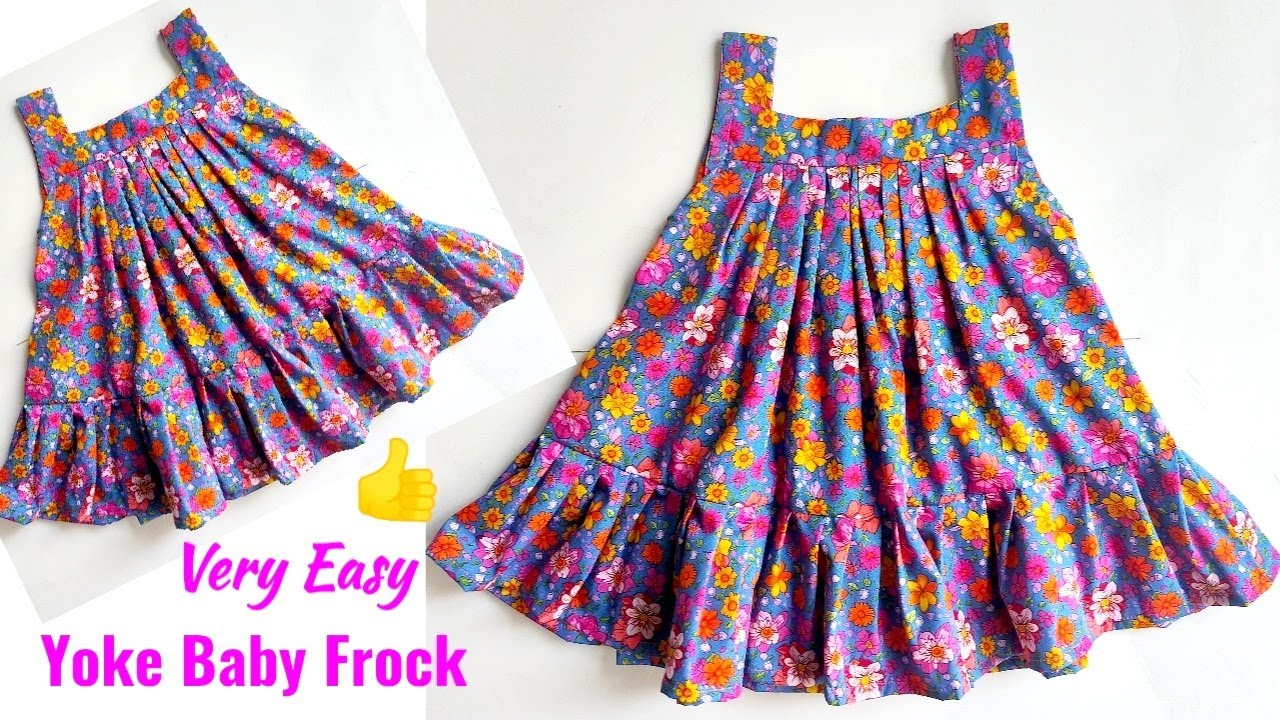 Very Easy Yoke Baby Frock cutting and stitching Full tutorial - YouTube