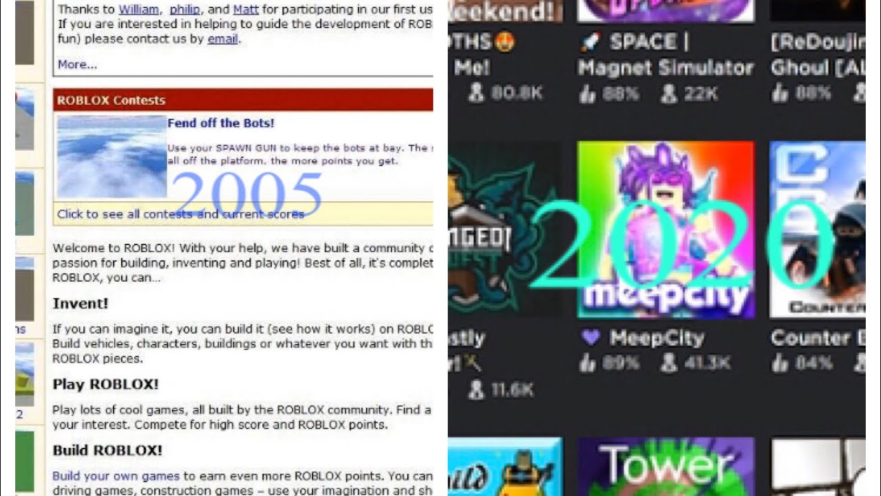 Evolution Of Roblox Game Screen 2005-2020 - YouTube