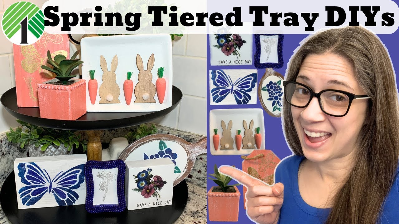 Dollar Tree Spring Tiered Tray DIYs | Spring Crafts DIY | Spring Home ...