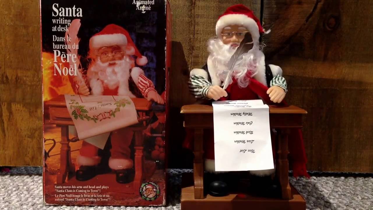 Gemmy Animated Santa Writing At Desk - YouTube