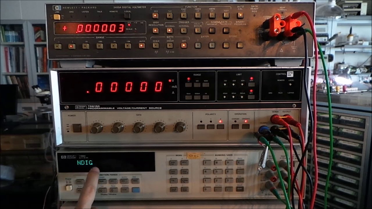 HP3455A(mfg. year 1977) vs HP3458A DC volt measuring - 1/2 setup - YouTube