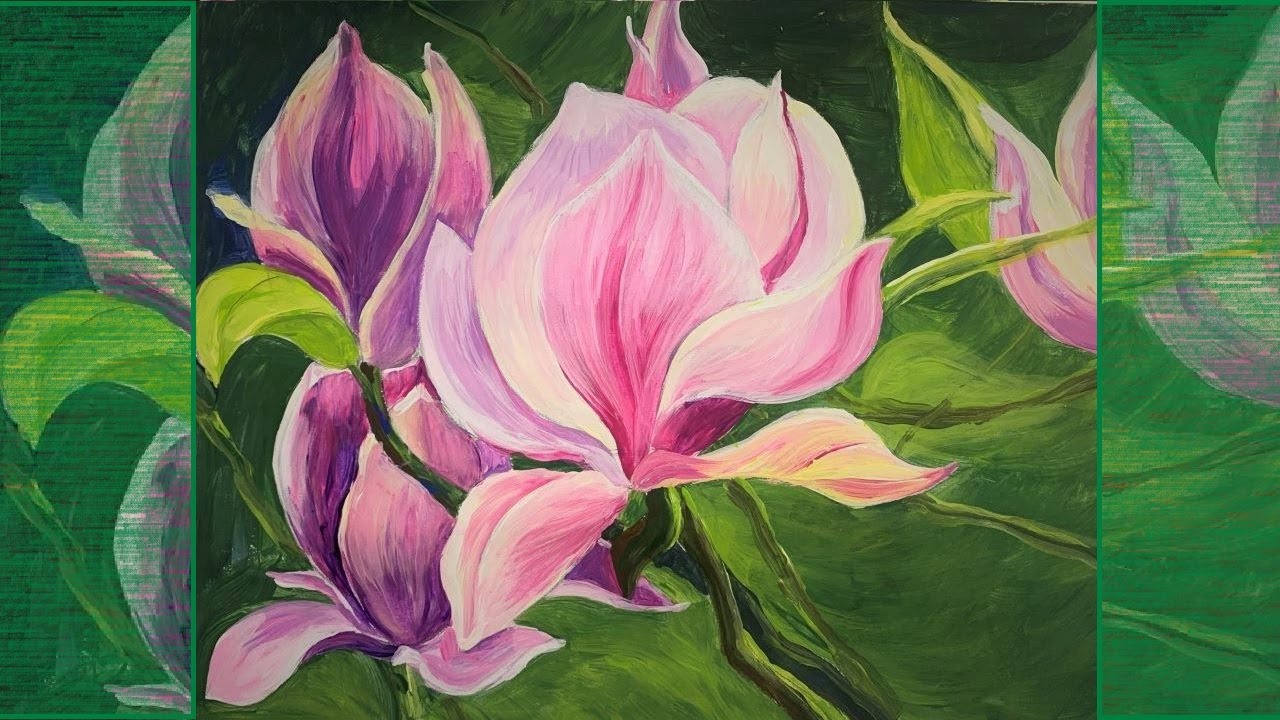 Magnolia Blossom Acrylic Painting. Магнолия. Рисуем акрилом. - YouTube