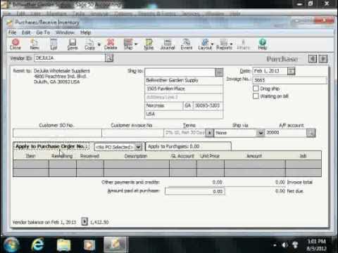 Sage 50 Tutorial The Purchases/Receive Inventory Window Sage Training Lesson 7.4 - YouTube