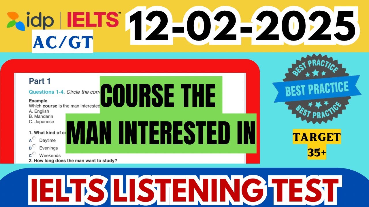 IELTS Listening Test | 12 Feb 25 | AC/GT | Do Practice for 35+ Score # ...