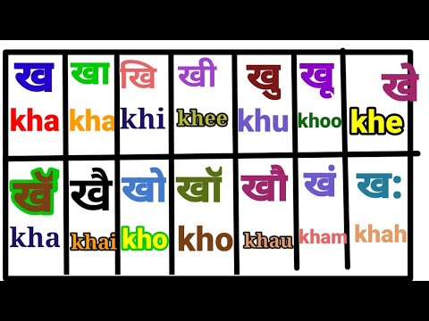 ख kha ची मराठी आणि इंग्रजी चौदाखडी English Choudakhadi|बाराखडी| Barakhadi|ख खा खि खी|kh kha khi ...