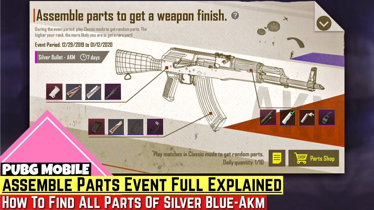 PUBG MOBILE NEW ASSEMBLE PARTS EVENT FULL EXPLAINED | HOW TO GET SILVER ...