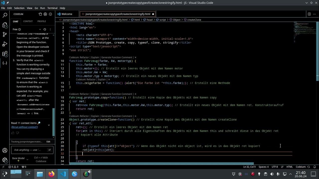 json, prototype, create, copy, typeof, createclone, stringify JavaScript programmieren für ...