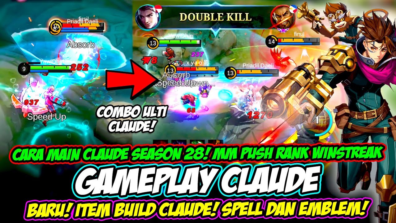 ITEM EMBLEM & BUILD CLAUDE SEASON 28 CARA MAIN COMBO CLAUDE TERSAKIT ...