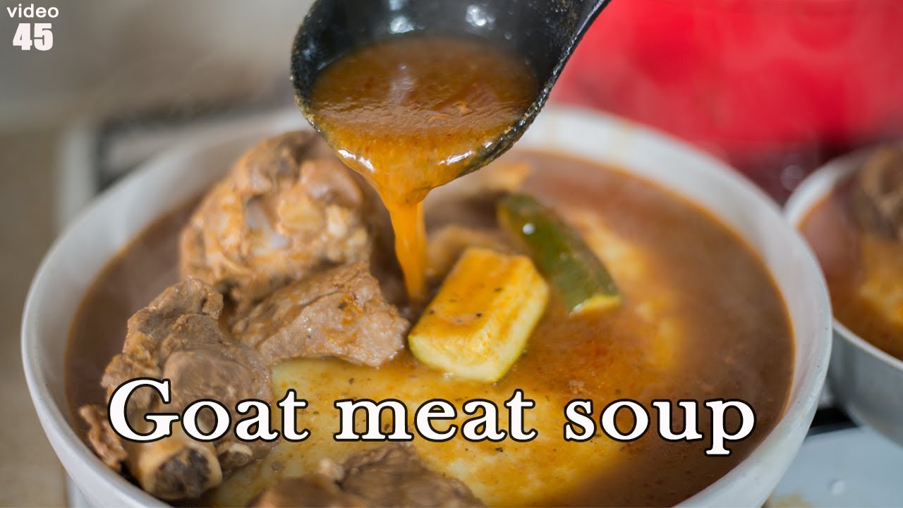 Delicious light soup with goat meat and Fufu || Aponkye nkrakra ...