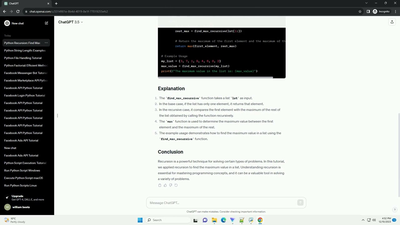 Find Max Value In List Python Recursion YouTube Find Max Value In List Python Recursion YouTube