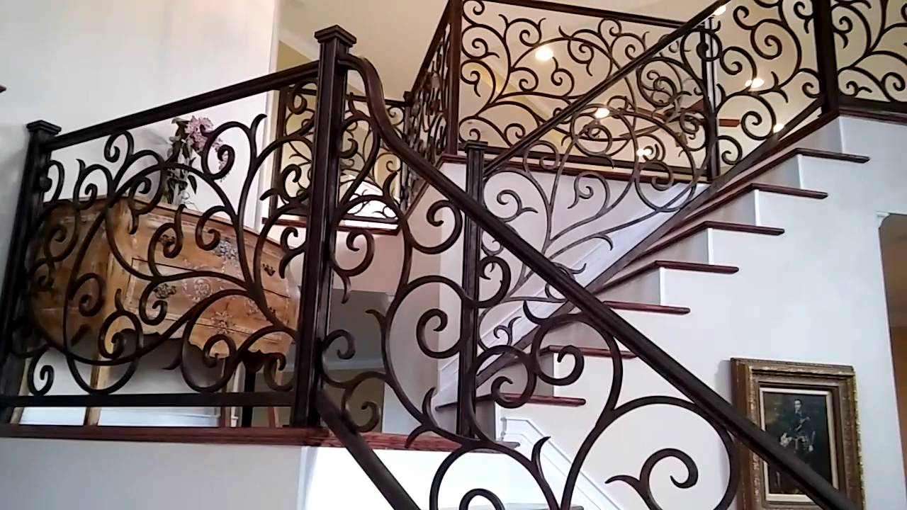 Artistic metal stair rails - YouTube