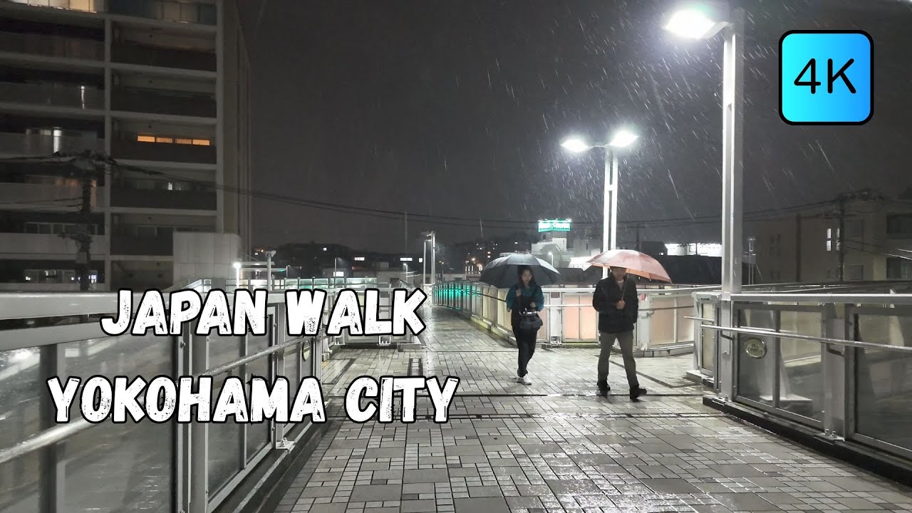 [Japan Walk 4K]Walking in the rain yokohama city japan walking tour ...