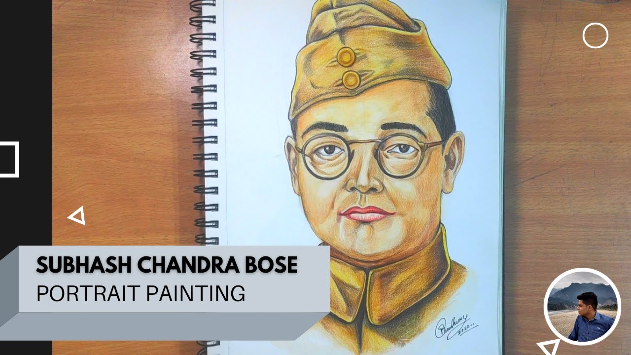 Netaji Subhash Chandra Bose drawing with colour | Subhash Chandra Bose ...
