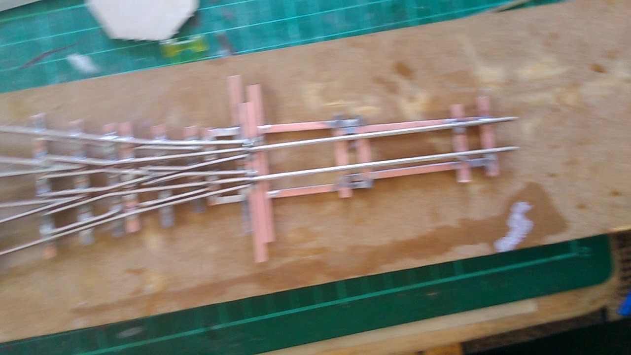 HOn3 three way stub turnout under construction. - YouTube