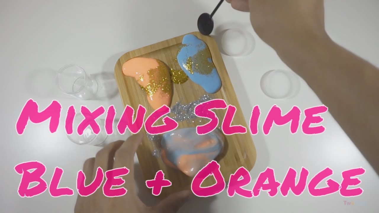 What Colour? If Mixing Blue+Orange Slime and Glitter - YouTube