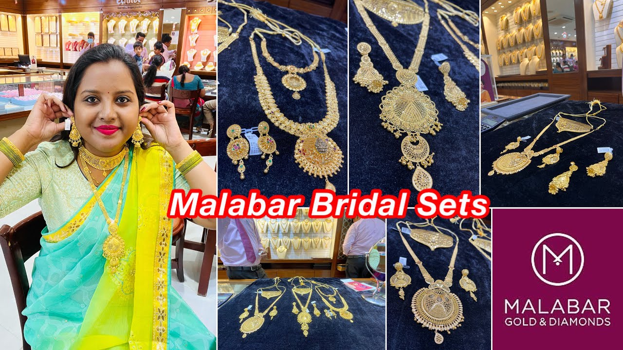 Malabar latest bridal set with earrings | Gold necklace set Designs ...