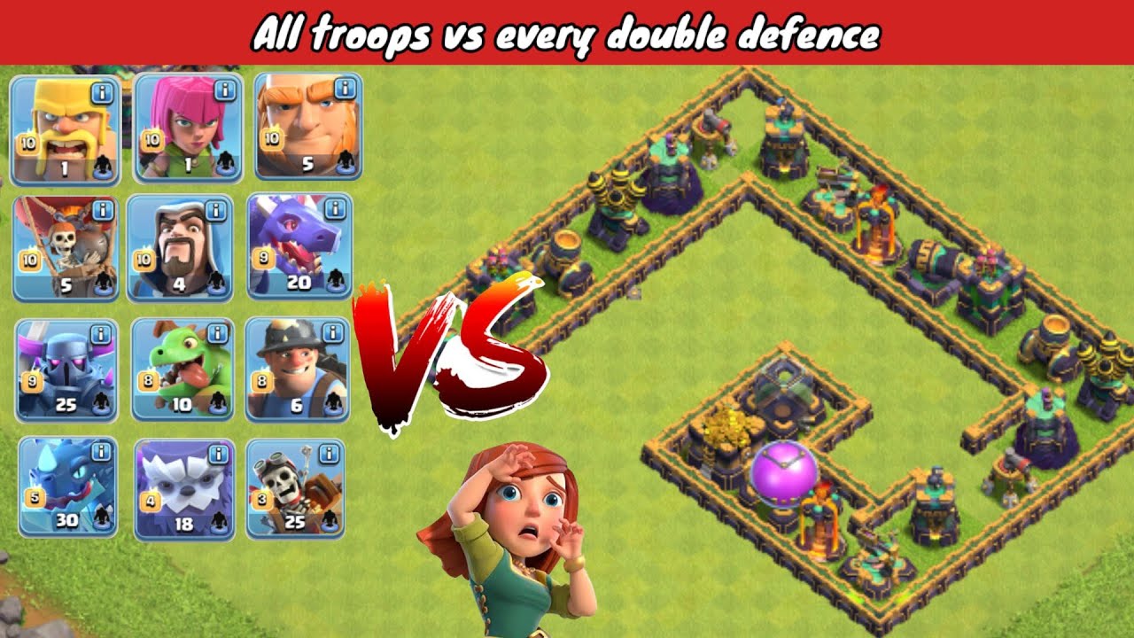 Impossible base attack experiment || all troops vs every double defence experiment - YouTube