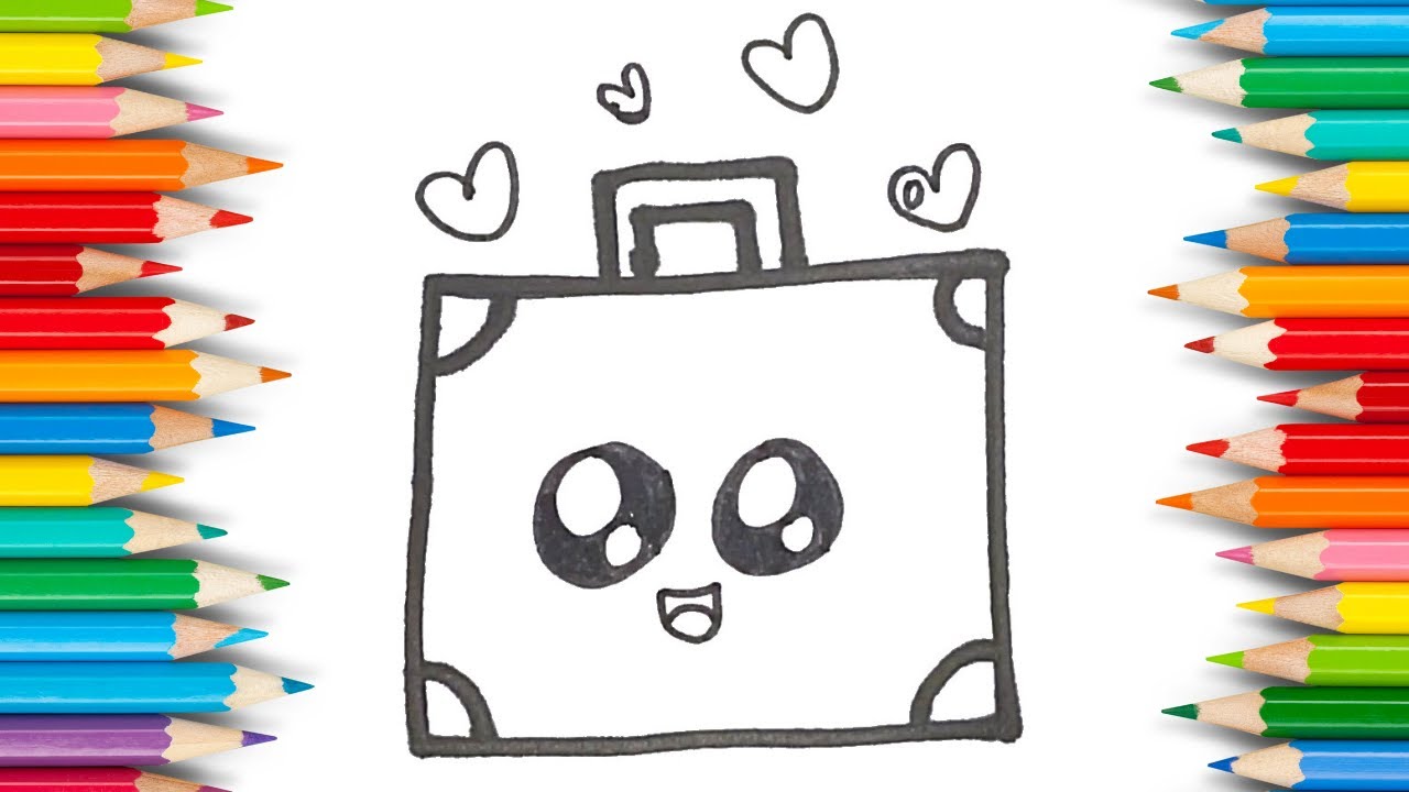 Easy Drawing a Cute Suitcase for kids | How to Draw a Cute Suitcase ...