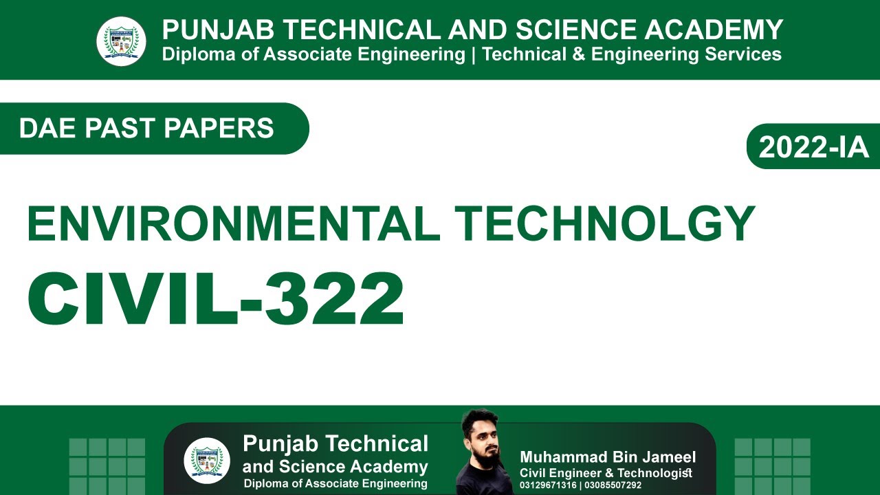 DAE CIVIL 322 Past Papers 2022 IA | Environmental Technology - YouTube