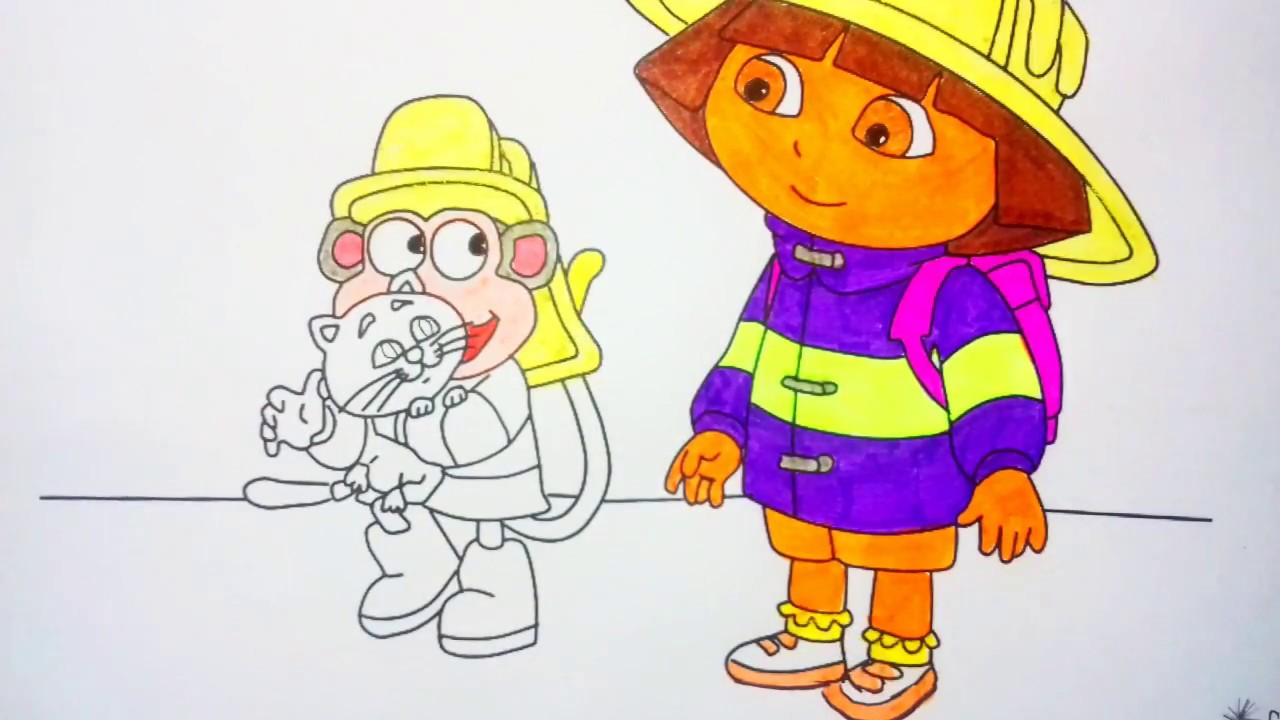 Dora the Explorer and the Fire Truck /Coloring for children - YouTube