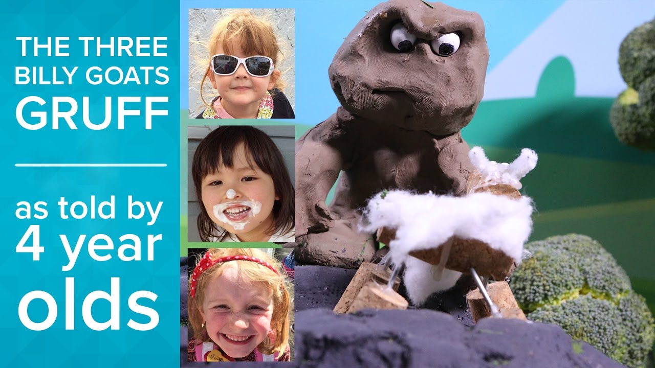 Four year olds tell "The Three Billy Goats Gruff" (stop-motion) - YouTube